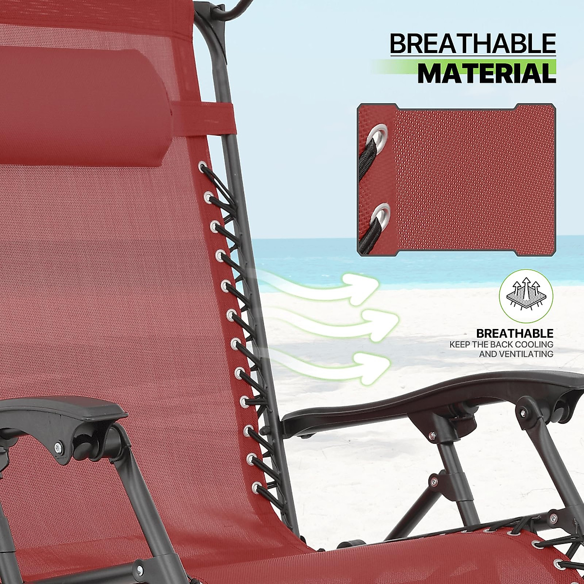 Magshion Zero Gravity Lounge Chair with Canopy, Outdoor Foldable Patio Reclining Chair with Side Tray, Adjustable Anti-Gravity Recliner with Headrest, Folding Lounger for Lawn Camping Beach, Maroon