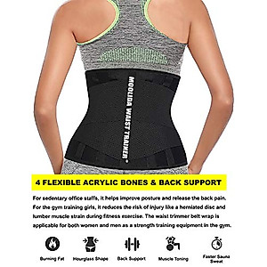 Waist Trainer Belt for Women & Man Waist Trimmer Weight Loss Workout Fitness Back Support Belts (Black,Medium)