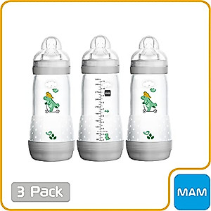 MAM Easy Start Anti Colic 11 oz Baby Bottle, Easy Switch Between Breast and Bottle, Reduces Air Bubbles and Colic, 3 Pack, 4+ Months, Unisex,3 Count (Pack of 1)