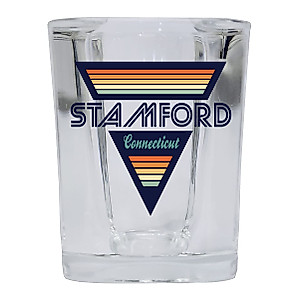 R and R Imports Stamford Connecticut 2 Ounce Square Base Liquor Shot Glass Retro Design