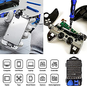 STREBITO Precision Magnetic Screwdriver Set 124-Piece Electronics Tool Kit with 101 Bits, for Computer, Laptop, Cell Phone, PC, MacBook, iPhone, Nintendo Switch, PS4, PS5, Xbox Repair