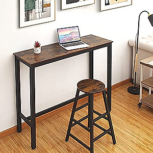 Coral Flower Kitchen Table, Heavy Duty Metal Frame, Industrial Style, for Living, Dining Room, Rustic Brown.