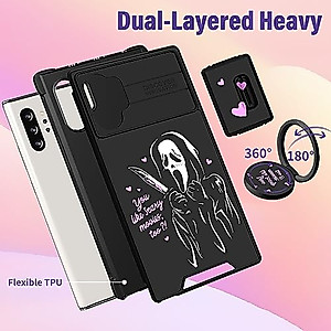 oqpa for Samsung Galaxy Note 10 Plus Phone Case Cute Cartoon Case for Galaxy Note 10 Plus for Women Girly Kawaii Funny Cover with Camera Cover+Ring Holder for Note 10+ Plus, Heart Skull