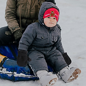 Baby Toddler Mittens Boys Girls Winter Outdoor Gloves Kids Easy-On Fleece Warm Mittens Black 3 Pair M（1-2 years）