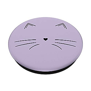 Black Cat Face Light Pastel Purple PopSockets Swappable PopGrip