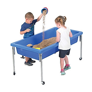 Children's Factory 24" Large Sensory Table, Sandbox with Lid, Water Table for Kids, Blue