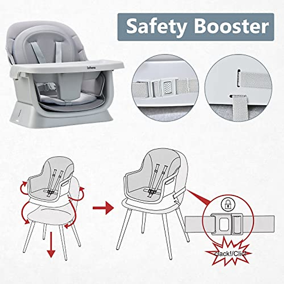 INFANS 8 in 1 Baby High Chair, Convertible Highchair for Babies and Toddlers, Infant Dining Booster Seat, Building Block Table, Kids Stool Table Chair Set with Removable Tray (Grey)