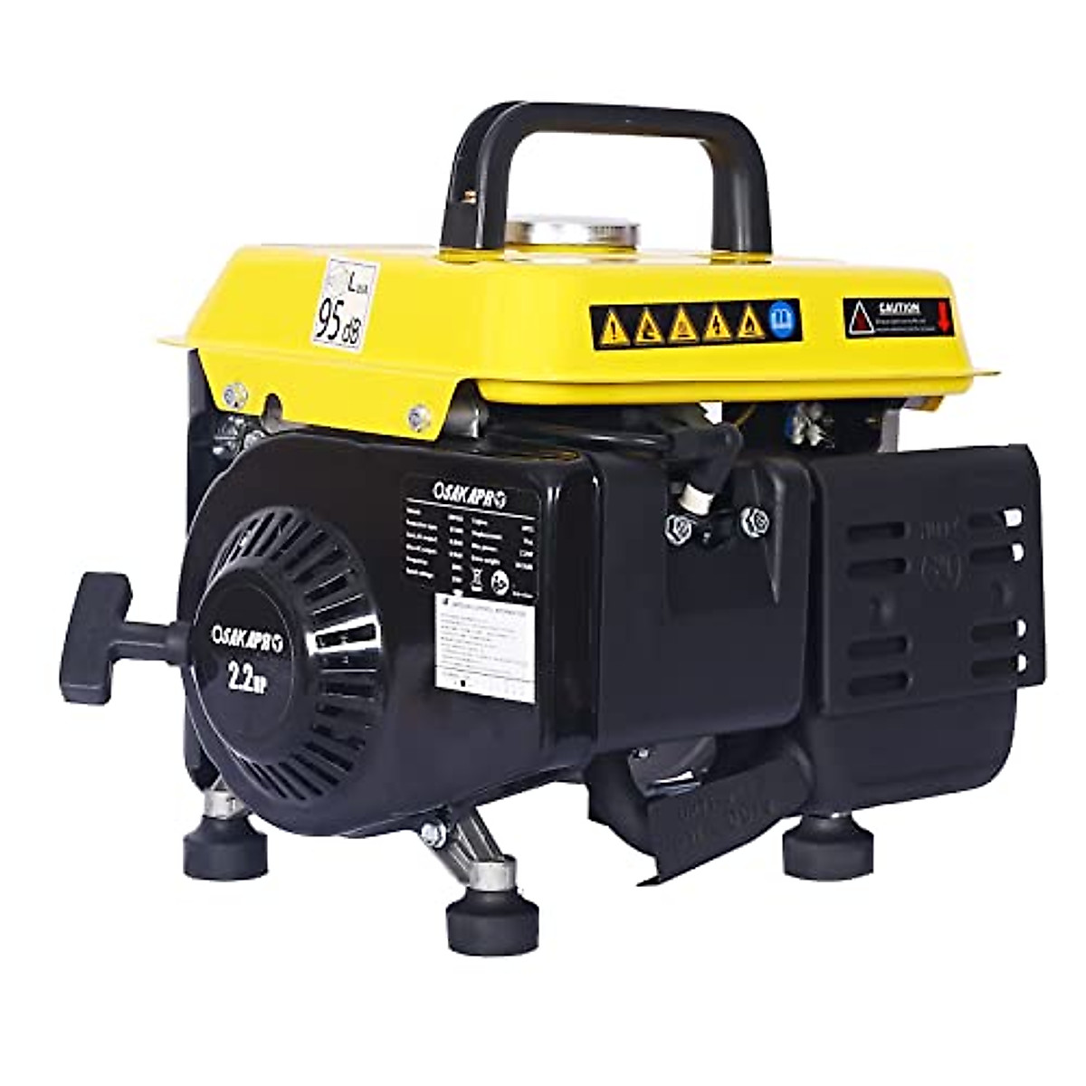 WIILAYOK Portable Generator, 900 Watts Gas Powered Generator for Backup Home Use & Outdoors Camping Low Noise Ultra Lightweight EPA III and CARB Compliant (Black ＆ Yellow)