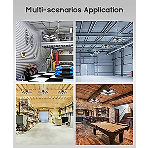 SEOBIOG 2 Pack Plug in Garage Light, Upgraded 200W 20000LM Linkable LED Shop Light, 6500K Ceiling Lights w/ 6 Deformable Panels for Garage, Warehouse, Barn, Basement (Built-in ON/Off Switch)