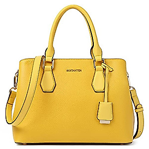 BOSTANTEN Women Leather Handbag Designer Top Handle Satchel Shoulder Tote Bags Crossbody Purses Yellow