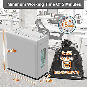 Suntiko Paper Shredder, 5-Sheet Micro Cut with 2.65 Gallons Bin, P-5 High Security Level, 5 Munites Non-Stop Working Time, Compact Design Pull Out Basket with Jam Proof System for Home Office