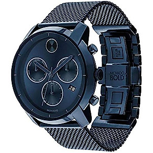 Movado Men's BOLD Thin Blue PVD Watch with a Flat Dot Sunray Dial, Blue (Model 3600403)