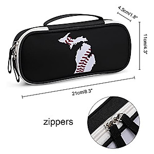 Mochigan Map Baseball Printed Pencil Case Bag Stationery Pouch with Handle Portable Makeup Bag Desk Organizer