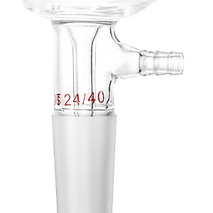 QWORK 500ml Filtering Buchner Funnel Medium Frit (G2) Lab Glassware with Standard 24/40 Joint and Vacuum Serrated Tubulation, 94mm I.D, 100mm Depth