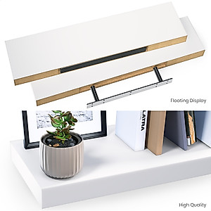 Ballucci Floating Shelves, 36" Wood Wall Shelf Set of 2, with Invisible Brackets for Bathroom, Living Room, Bedroom, Kitchen, Nursery, 6" Deep, White