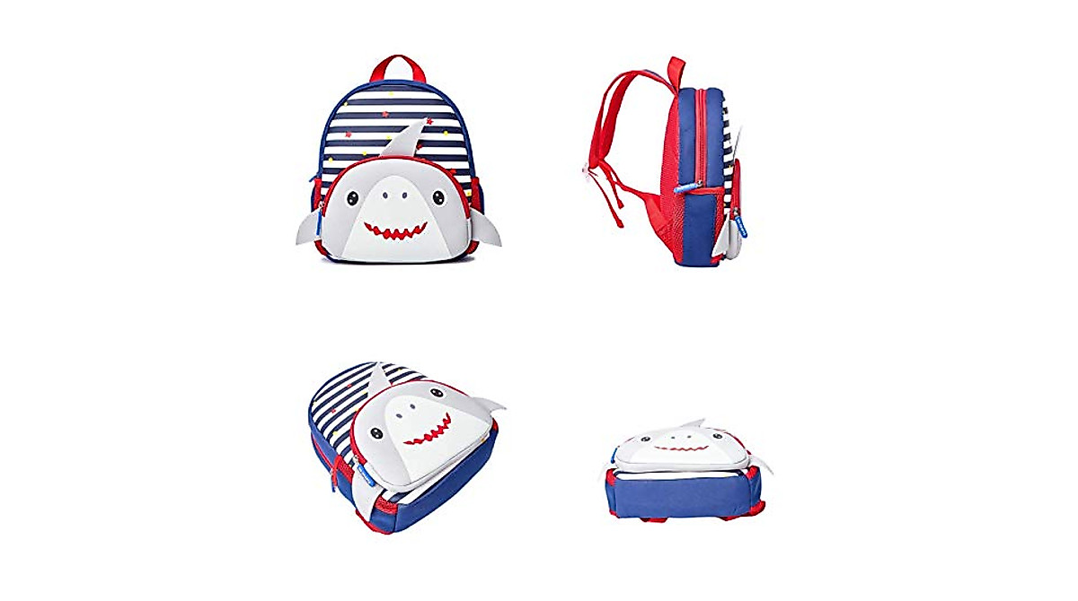 Cute Grey Shark Toddler Backpack - Waterproof & Eco-Friendly