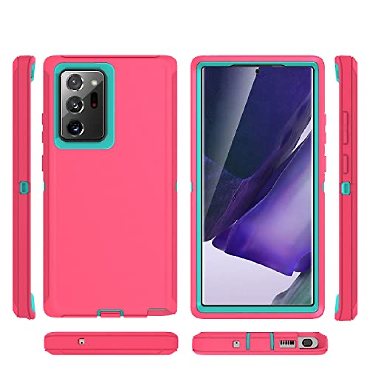 MXX Galaxy Note 20 Ultra Heavy Duty Case - 3 Layer Shockproof Protection (Pink/Light Blue)