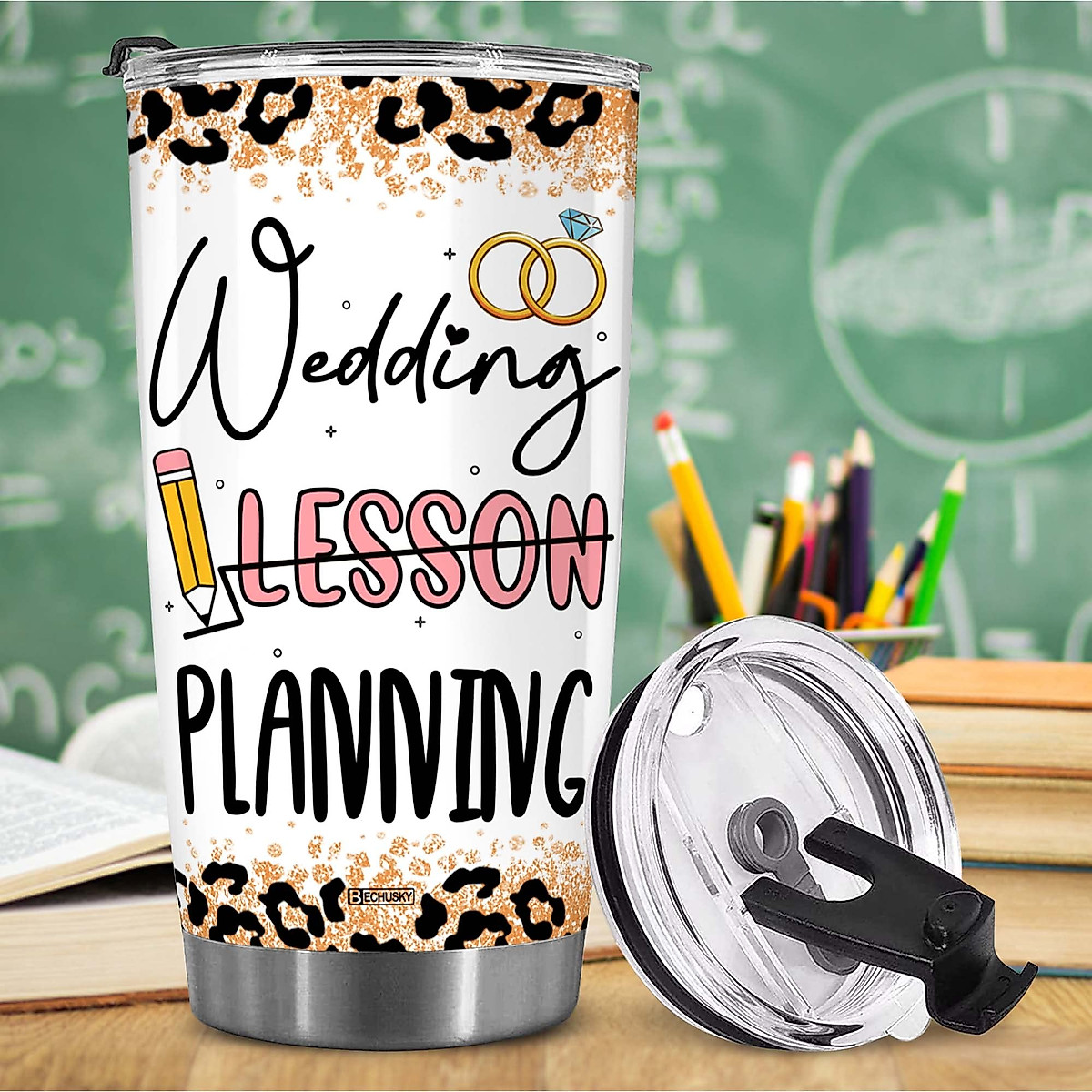 BECHUSKY Teacher Wedding Gifts - Wedding Lesson Planning Tumbler, Engaged Teacher Tumbler, Soon To Be Bride Gifts, Wedding Planning Gifts for Bride Mrs Tumbler, Wedding Planning Cup, Engaged for Her