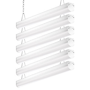 LED Shop Light 4FT, 5000K/4000K/3500K Selectable LED Linear Strip Lights, 0-10V Dimmable LED Light Fixture for Garage Workshop Warehouse,4 FT LED Commercial Ceiling Light- 6Pack