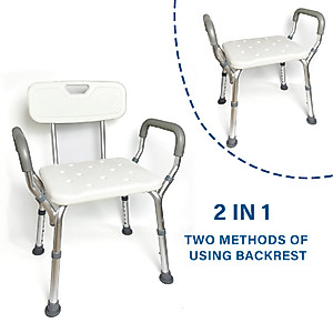 MAYCARE Heavy Duty Shower Chair Bath Seat for Inside Shower,with Padded Armrests and Back,Medical Tool Free Anti-Slip Shower Bench Bathtub Stool for Elderly, Senior, Handicap & Disabled (3102A)