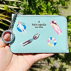 Kate Spade Pool Float Novelty Medium L-Zip Key Ring Cardholder Wallet Poolside