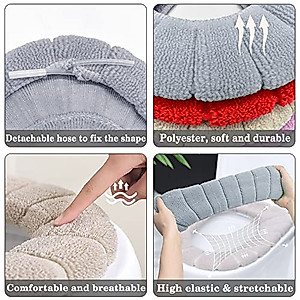 ZeeDix 5 Pcs Thicker Bathroom Soft Elongated Toilet Seat Cover Pad- Warmer Stretchable Toilet Seat Covers Washable Easy Installation Comfortable Cushioned Toilet Covers