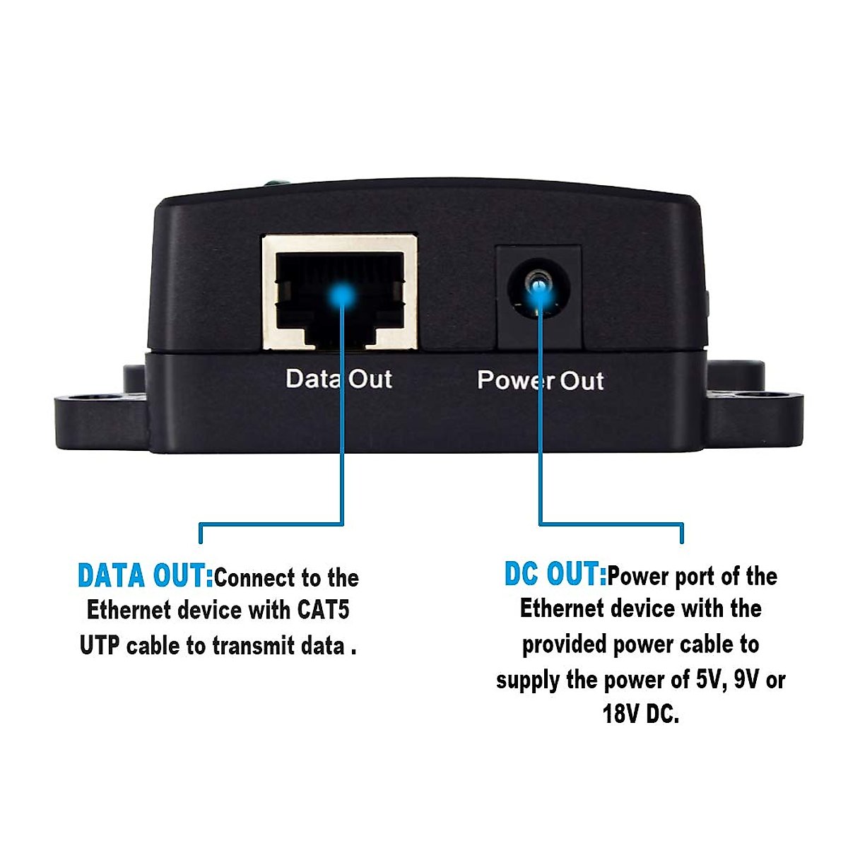 CENTROPOWER Gigabit PoE Splitter,Network-Repeaters,Wall Mountable Adjustable Voltage Output,PoE Powered IEEE 802.3af/802.3at Compliant,POE+ Injector