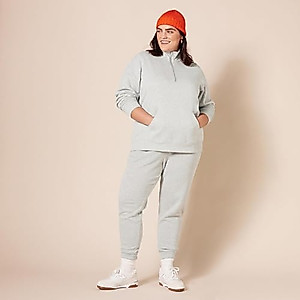 Amazon Essentials Women's Long-Sleeve Fleece Quarter-Zip Top (Available in Plus Size), Light Grey Heather, Medium