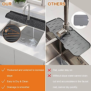 30 inch Kitchen Splash Guard for Sink, Silicone Kitchen Sink Faucet Mat, Sink Splash Guard Behind Faucet, Drip Protector Splash Countertop, Faucet Handle Drip Catcher Tray for Kitchen, Bathroom(Black)