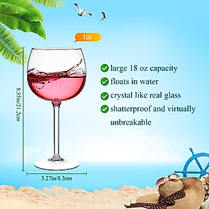 10 Pack Floating Wine Glasses for Pool 18 oz Unbreakable Wine Glasses with Stem Plastic Floating Cup Pool Reusable Stemware Shatterproof Wine Glasses for Indoor Outdoor Poolside Beach Supplies