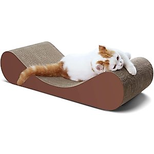 FluffyDream Cat Scratcher Cardboard, Scratching Pad House Bed Furniture Protector, Infinity Shape, Curved (Brown, Bone)