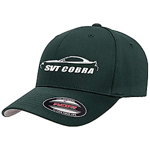 1994-98 Ford SVT Cobra Mustang Hardtop Classic Outline Design Flexfit 6277 Athletic Baseball Fitted Hat Cap Forest L/XL