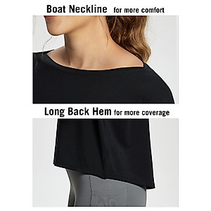 BALEAF Workout Shirts for Women Loose Fit Long Sleeve Tee Shirts Athletic Activewear Yoga Tops with Thumb Hole Black L