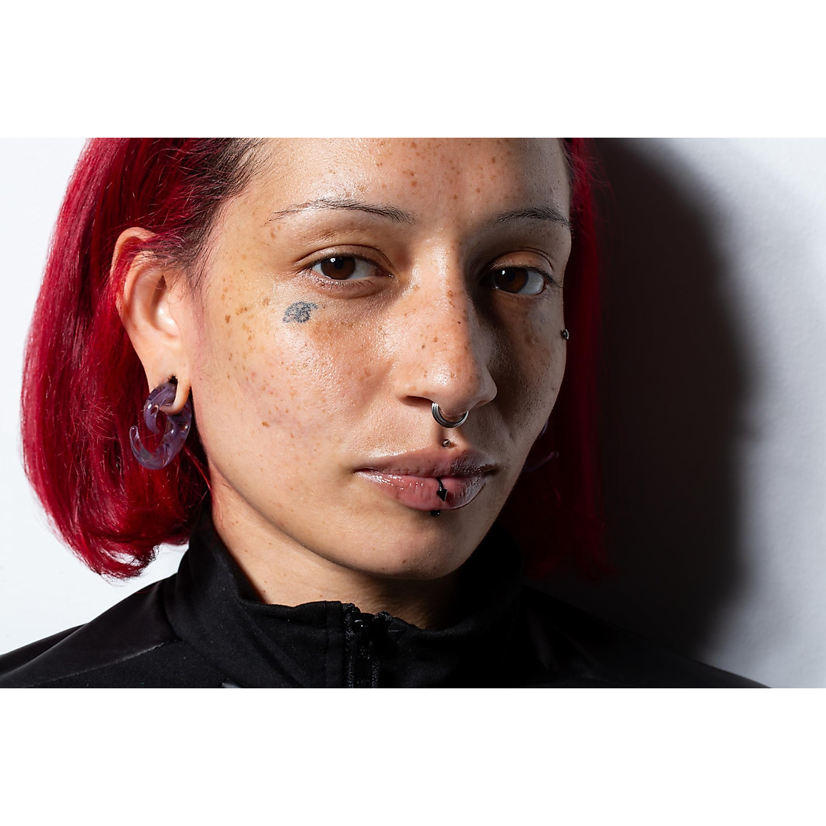 Pierced Owl Swirling Purple Ribbon inside Glass Spiral Taper Earrings, Sold as a Pair (4mm (6GA))