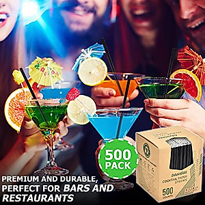 [500 Bulk] 5.75 inch Black Short Paper Straws, Stir Straws for Cocktail, Coffee, Mixed Drinks - Home, Bar and Restaurant Straws - 100% Biodegradable