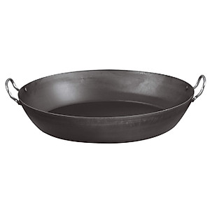 BelleVie Black Carbon Steel 16-Gauge Paella Pan, Dia. 15 3/4" x H 3""