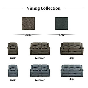 Homelegance 70" Manual Double Reclining Loveseat, Gray