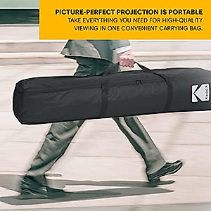 KODAK 150” Portable Projector Screen W/ Stand - Fast Fold White Projection Backdrop for Outdoor & Indoor Movies with Tripod, Outdoor Stability Kit, & Black Storage Carry Case