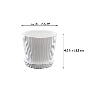 GANAZONO 2 Sets Flowerpot Round Plant Pots Succulent Vase Succulent Planter Bowl Planters for Outdoor Plants Starting Plastic Planter Pot Garden Flower Pot White Pot Multipurpose