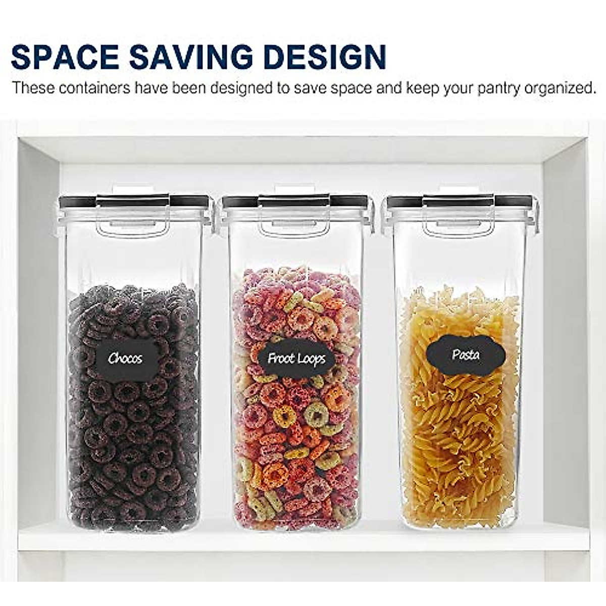 Cereal Container Set, MCIRCO Airtight Food Storage Containers ((4L /135.2oz) Set of 6, BPA Free Cereal Dispensers with Measuring Tools