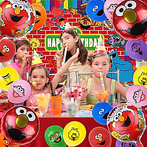 Birthday Party Supplies Cartoon Party Decoration Includes 59 X 39inch Backdorp, Latex Balloon, Foil Balloon, Birthday Street Theme Party Decoration for Kids Birthday Party Favors