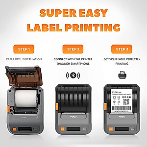 PUQU AQ20 Label Maker - Portable Label Maker Bluetooth Wireless Thermal Label Printer for Clothing, Jewelry, Retail, Cable, Mailing, Barcode and More, Compatible with Android & iOS System, Black