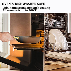 diig Non Stick Frying Pans Set, 9.5 & 11 Inch Granite Coating Fry Pan Skillet Sets for Cooking, 2 PCS Stainless Steel Handle Chef’s Pan, Stove Top Induction, Oven Dishwasher Safe 24cm, 28cm, Black