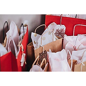Paper Bags with Handles Bulk 8 X 4.5 X 10.5 [50 Bags]. Ideal for Shopping, Packaging, Retail, Party, Craft, Gifts, Wedding, Recycled, Business, Goody and Kraft Merchandise Bag