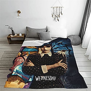 Wednesday Addams Blanket Soft Flannel Fleece Throw, Fluffy Plush Warm and Cozy Lightweight Blanket for Couch, Living Room, Sofa 50"X40"
