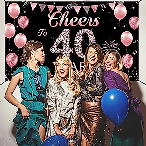 Happy 40th Birthday Decorations for Women, Cheers to 40 Years Backdrop Banner, Rose Gold 40th Birthday Party Yard Banner, 40th Anniversary, Class Reunion Backdrop for Outdoor Indoor, Vicycaty