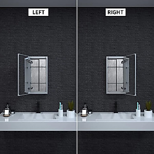 Liviza 12 in.W x 24 in.H Frameless Wall Recessed or Surface-Mount Bathroom Medicine Cabinet with Beveled Single Mirror, Built-in 3-Tier Glass Shelf, Copper-Free Silver Mirror, Silver Aluminum Frame