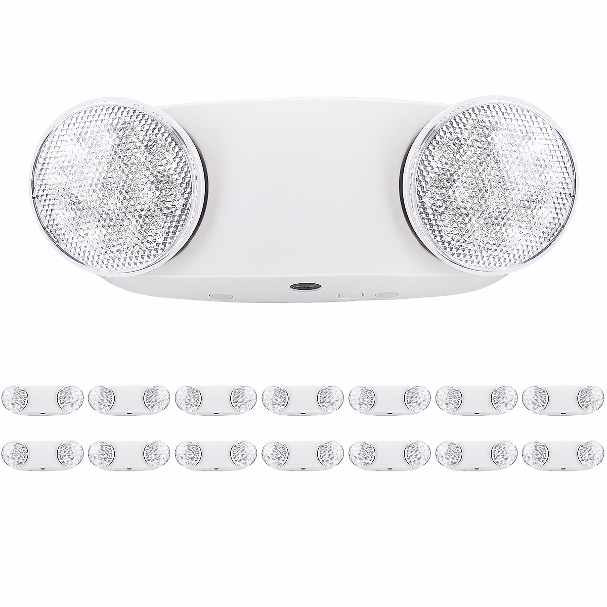 LED Emergency Lights with Battery Backup, Two Head Adjustable Commercial Emergency Lighting, AC120-277V, Hardwired Emergency Exit Light Fixtures for Home and Business, UL Listed, 14 Pack