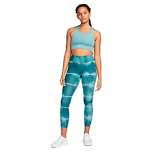 Nike Women's Mid Rise 7/8 One Luxe Leggings (US, Alpha, Small, Regular, Regular, Ash Green/Rush Orange/Clear)