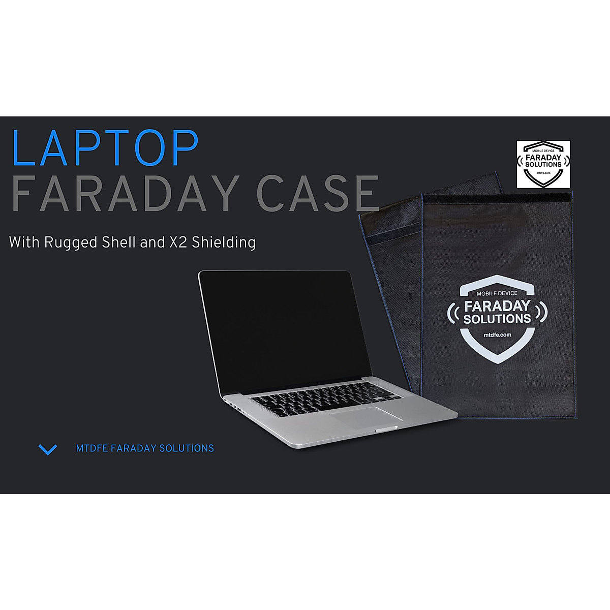 Digital Forensic Evidence Laptop Faraday Case with Faraday Solutions Enhanced X2 Shielding for Executive Travel and Personal Privacy (Cellphones, Tablets, Laptops 22 inch x 15 inch), Black